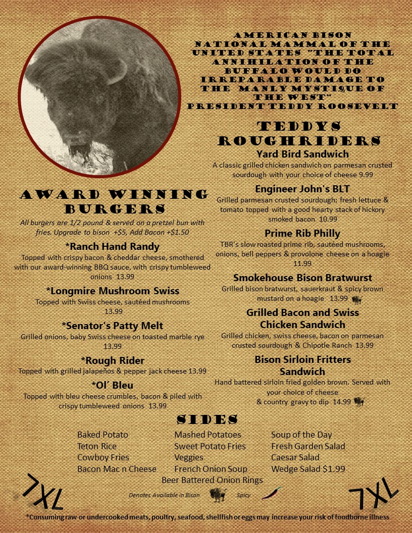 Bison Burger | Bison Short Ribs | Cheyenne, WY | Terry Bison Ranch Resort
